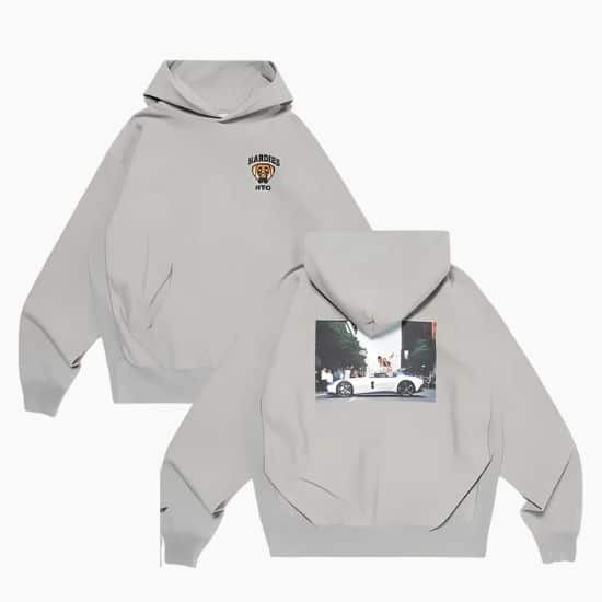 Hardies NYC Grey Hoodie With Front Logo & Car Photo Back - Human Made